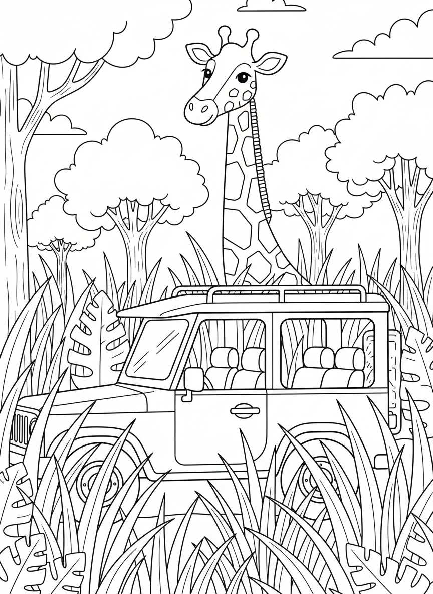 Free Printable Jungle Safari Adventure Coloring Pages - ColorPrompt.ai