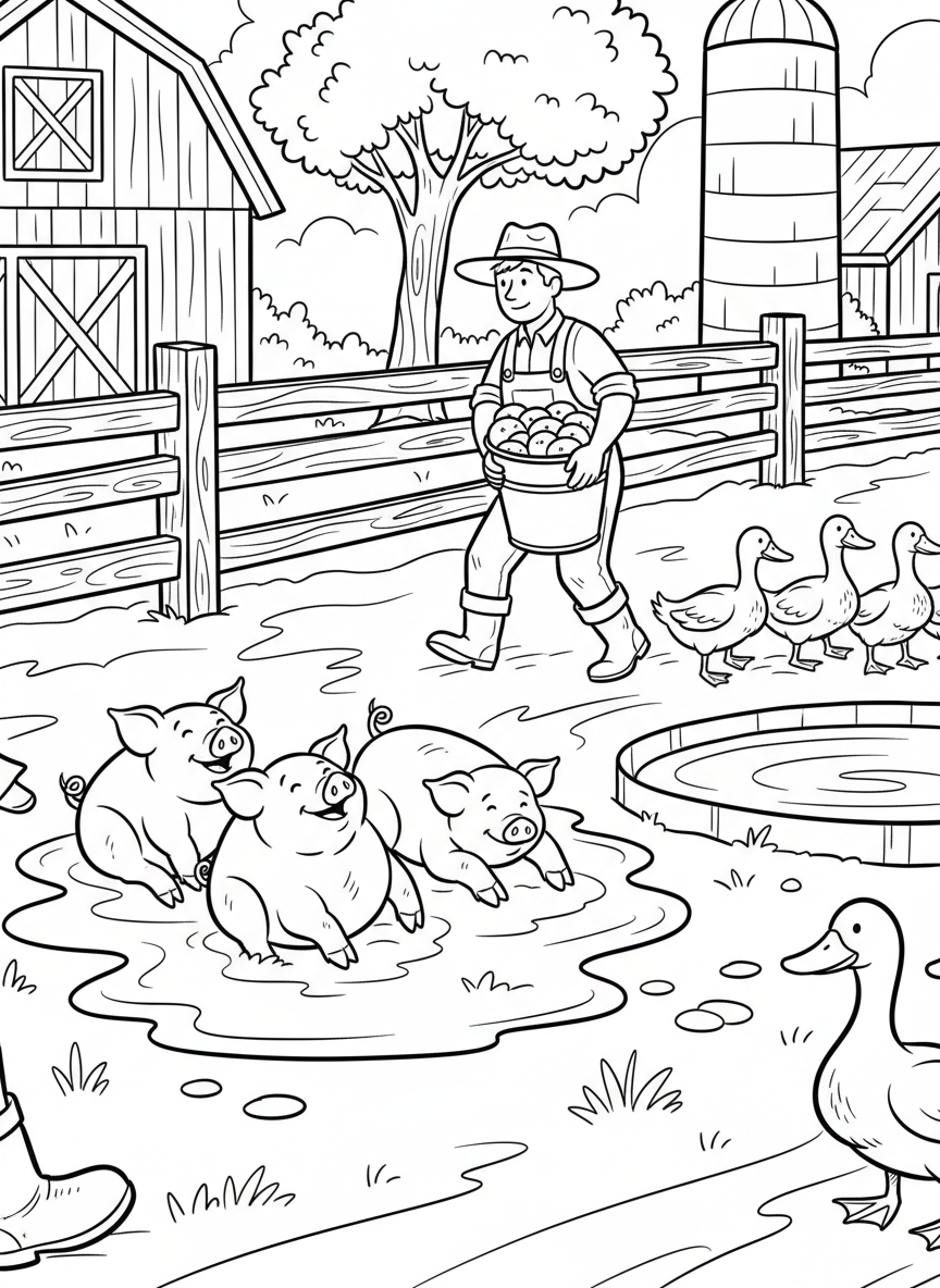 Free Printable Farm Animals Coloring Pages - ColorPrompt.ai