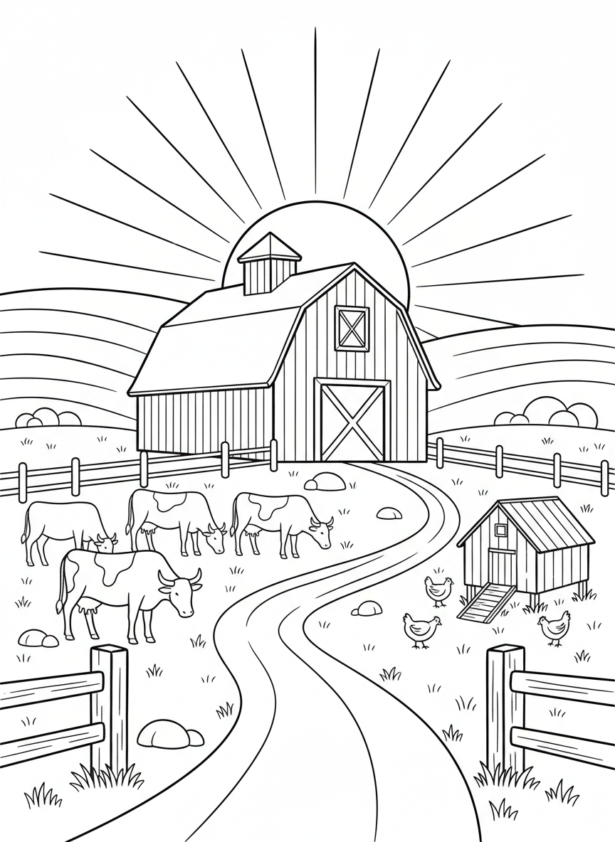 Free Printable Farm Animals Coloring Pages - ColorPrompt.ai