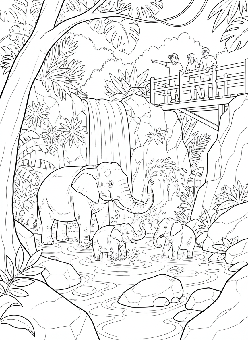 Free Printable Jungle Safari Adventure Coloring Pages - ColorPrompt.ai